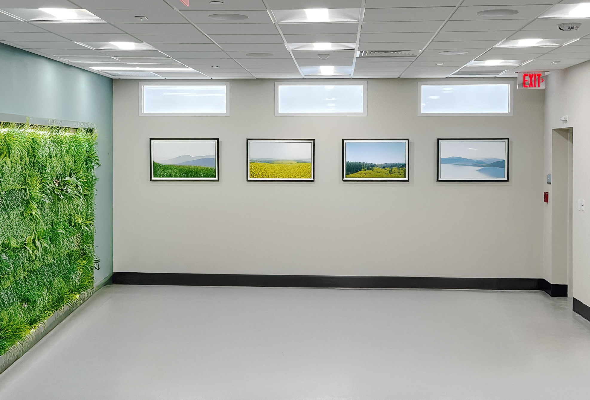 Innerscene Circadian Sky 2x4 lighting fixtures installed in wall of ...
