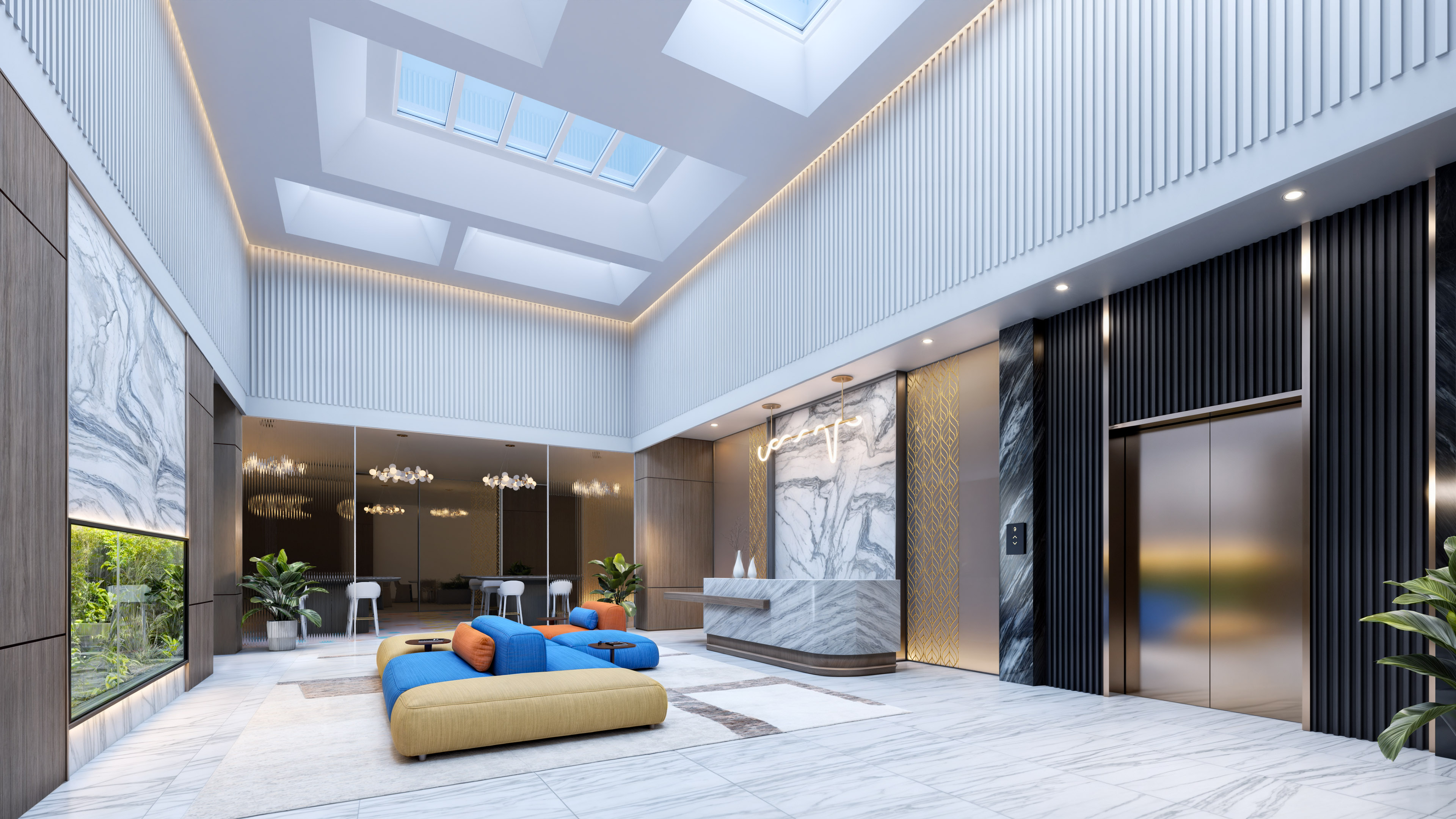 Innerscene Circadian Sky emanating blue light installed on ceiling of ...